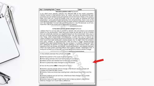 Comparing Texts Daily Reading Comprehension Warm Ups for STAAR 2.0