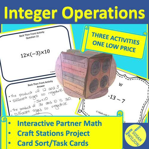 Integers Project Craft Stations, Integer Task Cards and Interactive ...