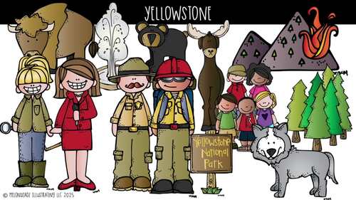 Yellowstone clip art, National Park, geyeser COMBO PACK by Melonheadz ...