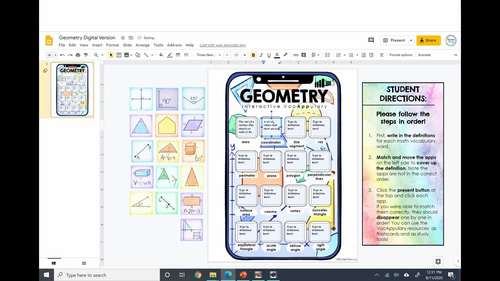 Geometry Vocabulary Activity Math Activities Craft Art 4th 5th 6th ...