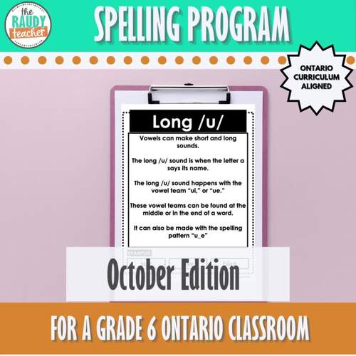 Grade 6 October Spelling Program | Ontario Language Curriculum 2023