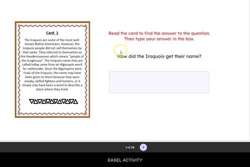 Native Americans Iroquois Activity Scavenger Hunt with Easel Option