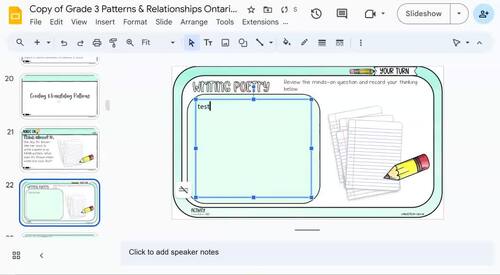 Grade 3 Patterning Ontario Math Digital Slides | Worksheets | Assessments