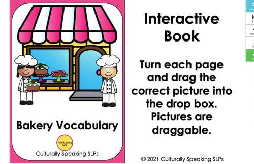 Bakery Interactive Book & BOOM CARDS by Culturally Speaking SLPs