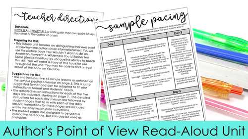 Author's Point of View Read-Aloud Unit | Use with Book American Pioneer ...