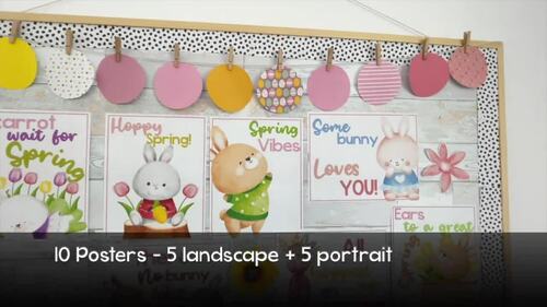 Easter Bunny Themed 10 Classroom Posters | Editable by Clementine's