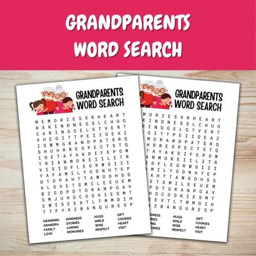 Grandparents Day Word Search, Grandparents Day Crafts and Activities 2 ...