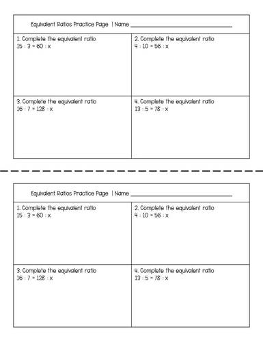 Equivalent Ratios Practice Page by The Adira Teacher | TPT