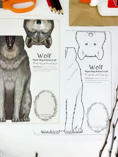 Wolf | Paper Bag Puppet | Printable Craft Template | Wolves | TPT