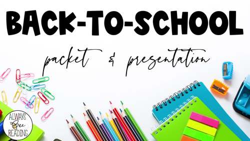 Back To School Presentation, Parent Packet, First Day of School Activities