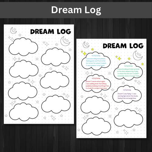 Dream Log - PRINTABLE Journal Page - Dream Journal - Sleep Tracker