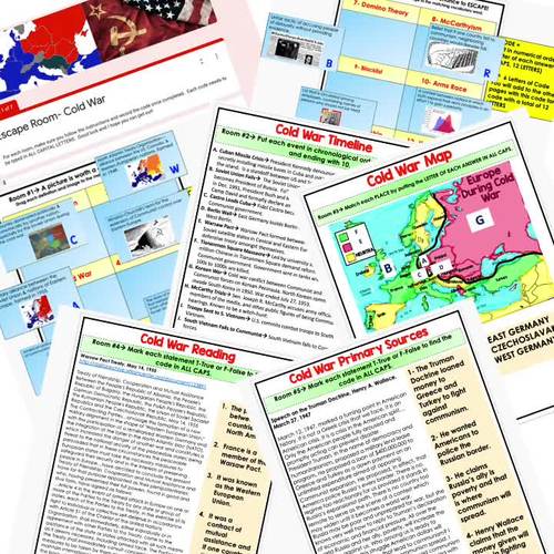 Cold War Digital Escape Room, Breakout Room, Activity Pages No Prep