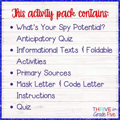 Spying in the American Revolution Activity Pack - Culper Spy Ring, Code ...