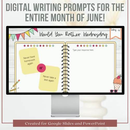 June Writing Prompts & Digital Journal | No Prep | 25 Prompts | TPT