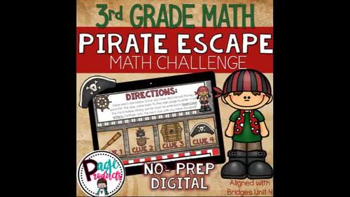 Fractions, Measurement & Time Pirate Escape Math Challenge (Bridges Unit 4)