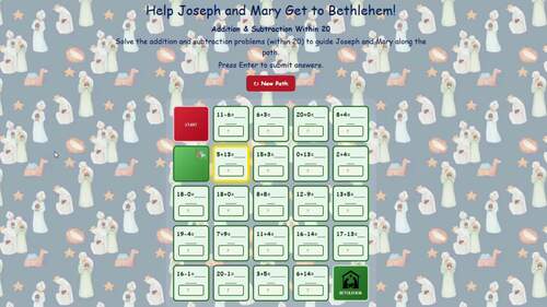 Help Joseph & Mary | Digital Math Fluency K-2 Bundle Addition ...