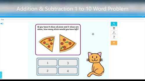 Addition and Subtraction 1 to 10 Word Problems Distance Learning BOOM CARDS
