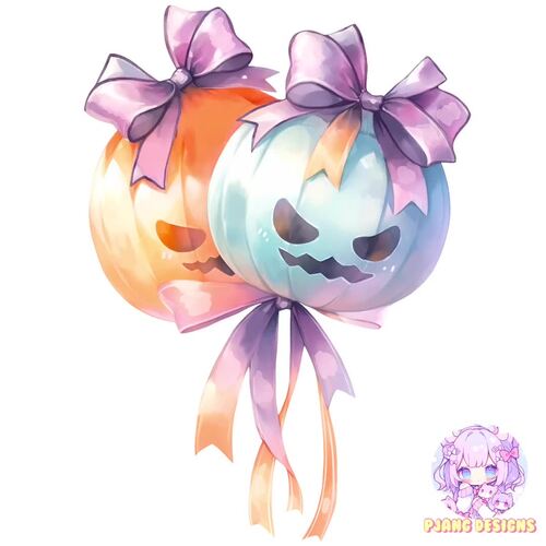 Cute Halloween Watercolor Clipart, Ghosts, Pumpkins, and Witches by PJang