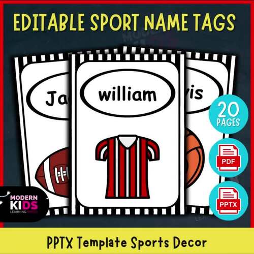 Editable Basketball, Jersey, Football Name Plates, Tags, Awards | TPT