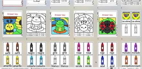 Los colores (the colors in Spanish) flashcards, matching game, color ...