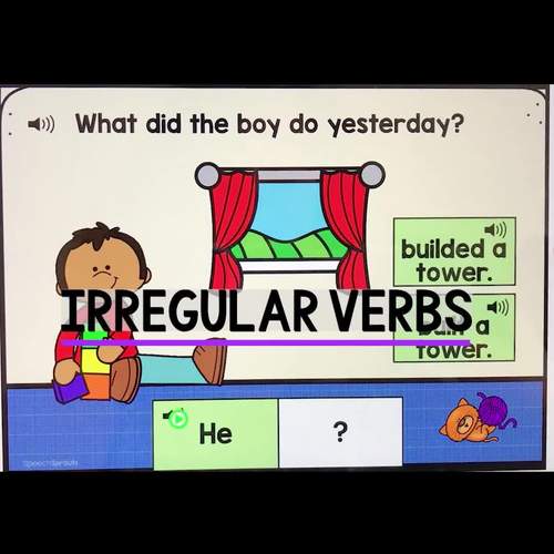 Animated WH Questions & Irregular Past Tense Verbs Speech Therapy BOOM ...