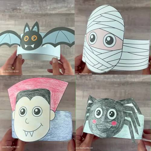 Halloween Paper Crowns - Halloween Hats - Headband Craft Activity Mini ...