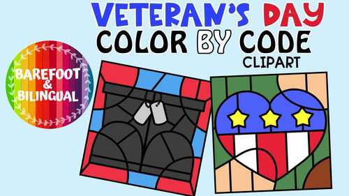 Veterans Day Color by Code Clipart | Veterans Day Images for November ...