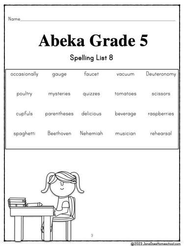 Abeka Spelling, Vocabulary & Poetry 5 - 5th Ed - Lists 1-8 Bundle
