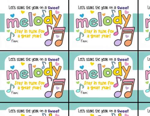 Melody (Melody Pops) Beginning of Year Gift Tag- Let's start the year ...