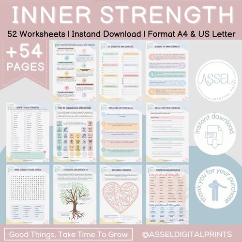 182 Self worth bundle, self esteem , self sabotage worksheet , inner critic