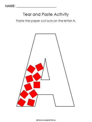 Tear and Paste Alphabet Printable 26 Tear and Paste Activity Sheets For ...