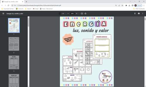 Energía: luz, sonido y calor by Dual Language Helper Ayudante Bilingue