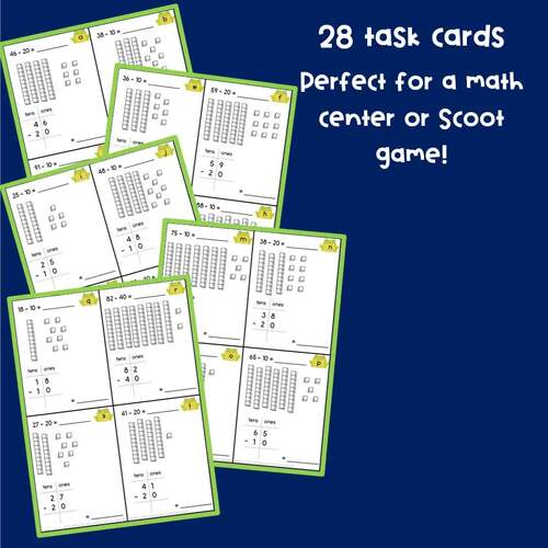 Subtracting Multiples of 10 From a 2 Digit Number Task Cards Game and ...