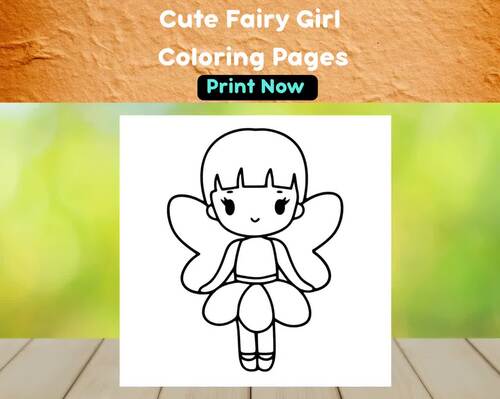 Cute Fairy Girl Coloring Pages PDF, Kawaii Fairies Printable, 8.5"x8.5 ...