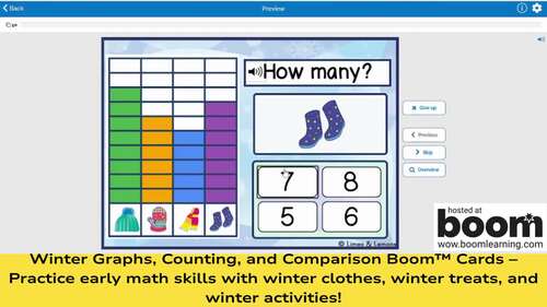 Winter Graphing Counting and Comparison Boom Cards - Kindergarten & 1st ...