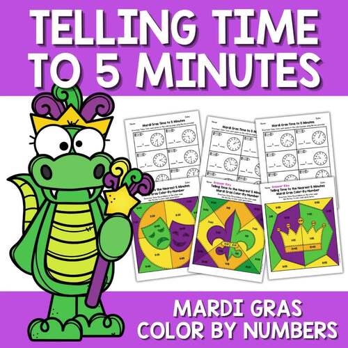Mardi Gras Time to 5 Minutes Color by Number Code Fun Worksheets Crafts ...