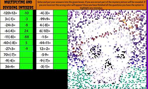Multiplying and Dividing Integers Halloween 7th Math Pixel Art Google ...