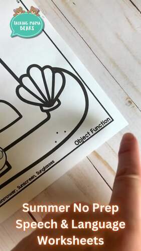 No Prep Summer Speech & Language Therapy Worksheets by Talking Mama Bears