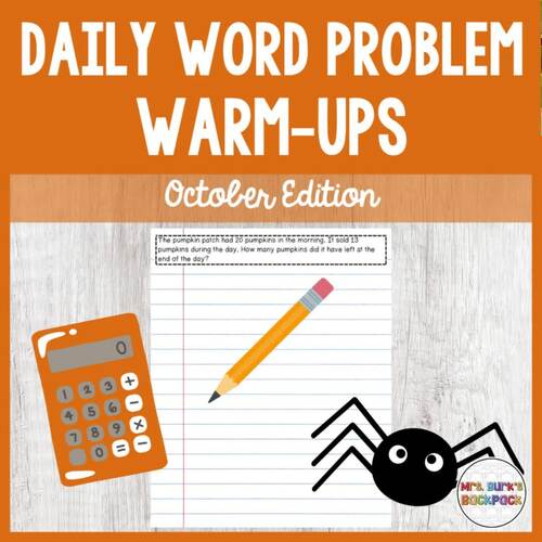 OCTOBER Daily Addition & Subtraction Math Word Problem Warm-Ups | TPT