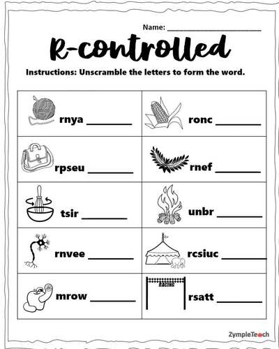 R controlled, Bossy R vowels worksheets by ZympleTeach | TPT