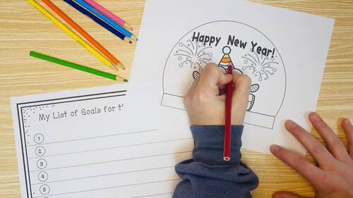 New Year's Goal Writing first second third grade by Kiddie Concepts