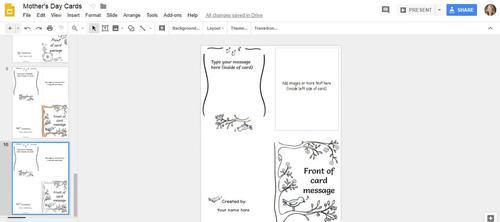 Mother's Day Card Templates |Mother's Day Distance Learning for Google ...