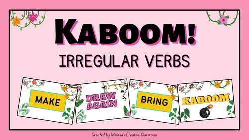 50 Irregular Verbs KABOOM cards (game to practice the irregular verbs)