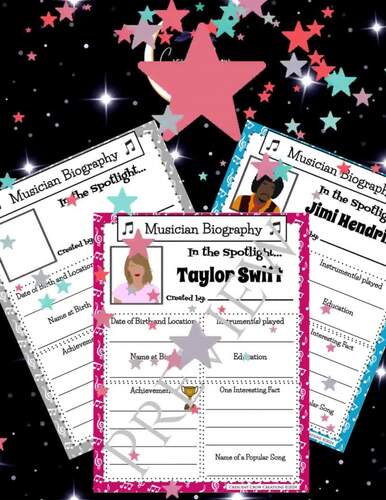 87 Great Musicians Biography Templates Research Project Activities