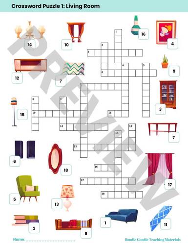 ESL Household Items, Furniture & Home Vocabulary | 5 Crossword Puzzles