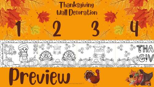 Thanksgiving, Coloring Activity and Classroom decoration for grade 1, 2 ...