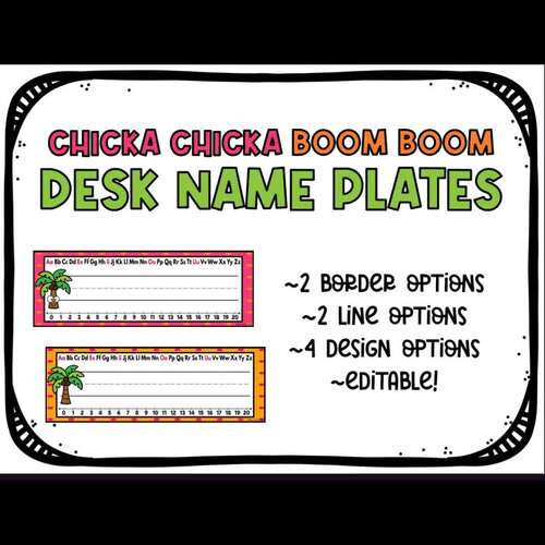 EDITABLE Desk Name Plates | Chicka Chicka Boom Boom Decor by Play All Day