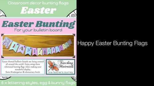 EASTER Bunting Flags classroom bulletin board decoration in pastel colours