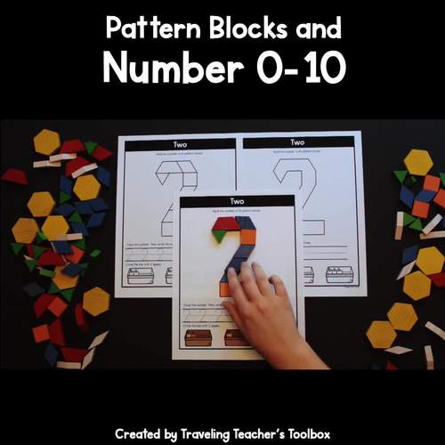 Pattern Block Mats Numbers 0-10 Build, Trace, Write, Count | TPT