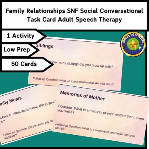 Family Relationships SNF Social Conversational Task Card Adult Speech ...